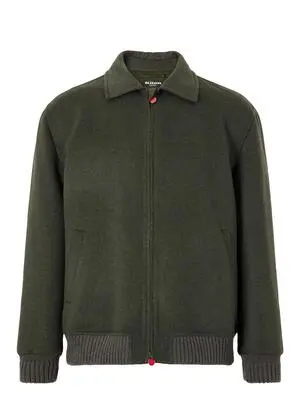 Kiton Brushed Wool And Cashmere-blend Blouson Jacket - Green