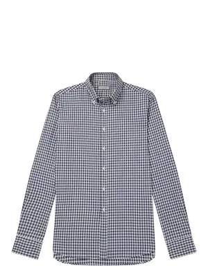Canali Checked Cotton-flannel Shirt - Blue