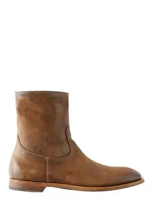 Officine Creative Waxed-suede Biker Boots - Brown