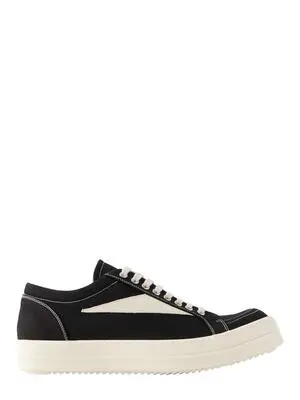 Rick Owens Vintage Suede-trimmed Denim Sneakers - Black