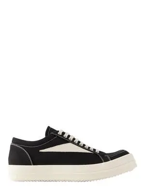 Rick Owens Vintage Denim And Suede Trimmed Sneakers - Black