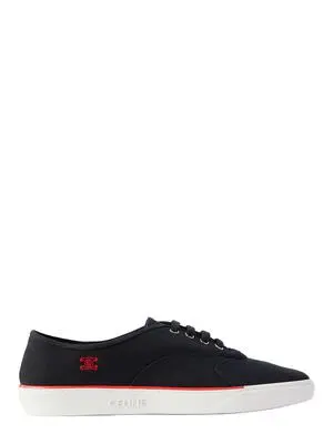 Celine Logo-detailed Suede-trimmed Canvas Sneakers - Black