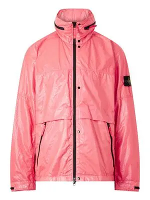 Stone Island Garment-dyed Crinkled-shell Hooded Jacket - Pink