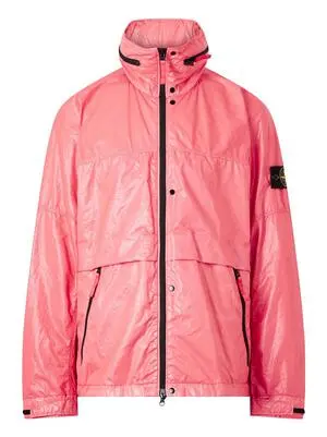 Stone Island STONE ISLAND Garment-Dyed Crinkled-Shell Hooded Jacket Pink
