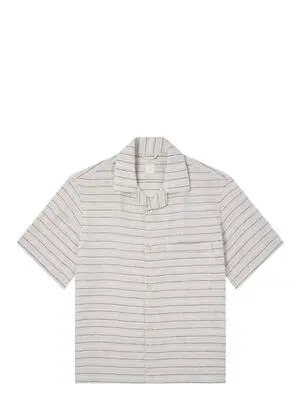 Eleventy Striped Linen Shirt - Gray