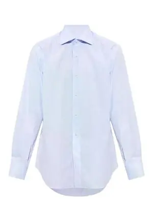 Brioni Classic-collar Long-sleeved Shirt - Blue