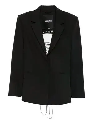 Patrizia Pepe Lace-up Structured Blazer - Black