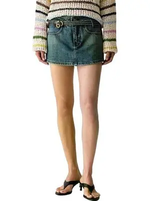 Miss Sixty Belted Denim Shorts - Blue