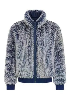 DIESEL® Diesel Textured Shaggy Faux Fur Bomber Jacket Grey