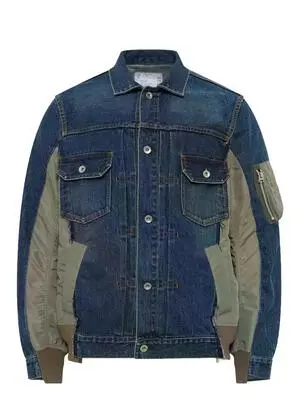 Sacai Layered-design Denim Jacket - Blue