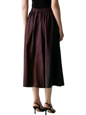 Marc O'polo Drawstring-waist Pleated Midi Skirt - Brown