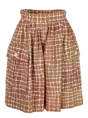 Valentino Garavani Giraffe Print Cargo Mini Skirt - Brown