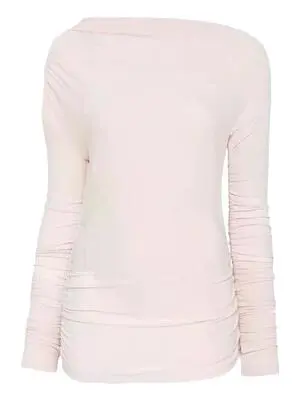 Patrizia Pepe Draped Off-shoulder Top With Ruched Detailing - Pink
