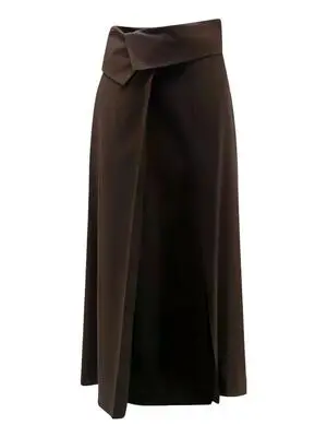 ALYSI Fold Detail Skirt - Brown