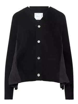 Sacai Pleated-panel Cardigan - Black