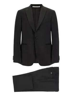Pal Zileri Satin-lapel Wool Suit - Black