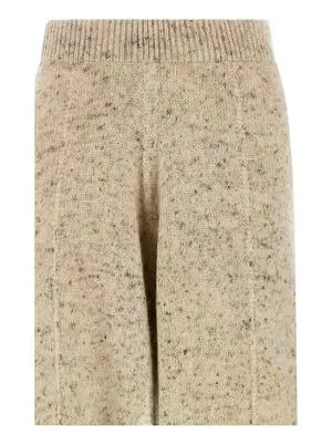 Fabiana Filippi Mélange-knit Ribbed-cuff Trousers - Neutrals