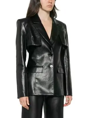 Patrizia Pepe Cut-out Coated Blazer - Black