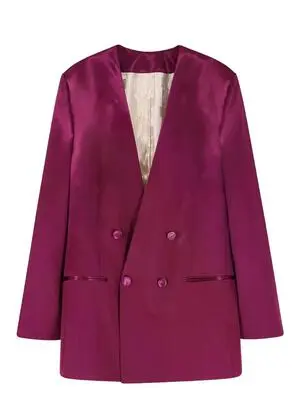 Alberta Ferretti Double-breasted Satin Blazer - Purple