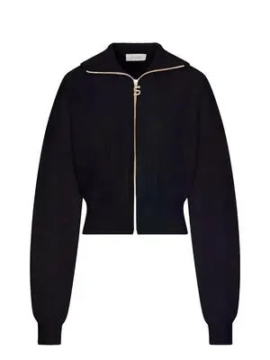 Sportmax Ribbed-knit Zip-up Hoodie - Black