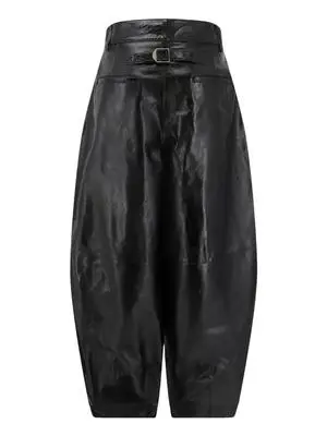 Soeur Julien Pleated Leather Trousers - Black