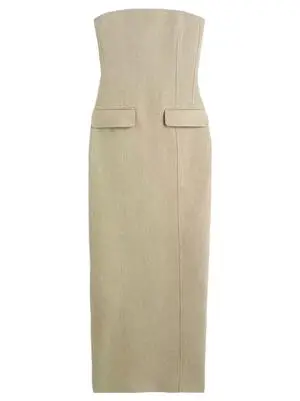 TOTEME Strapless Linen Midi Dress - Neutrals