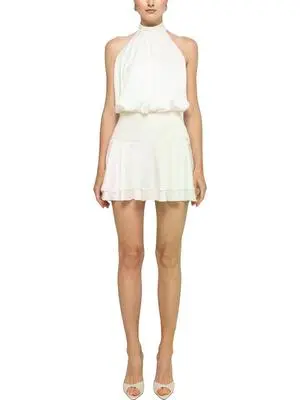 NISSA Backless Halterneck Mini Dress - White