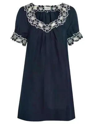 Rixo Cristina Floral-lace Trim Shift Mini Dress - Blue