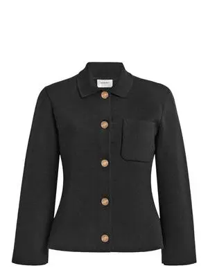 Saint Laurent Wool Polo Cardigan With Cassandre Medallion Buttons - Black