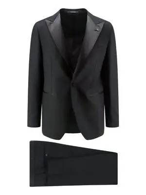 Tagliatore Satin-lapel Virgin-wool Tuxedo - Black
