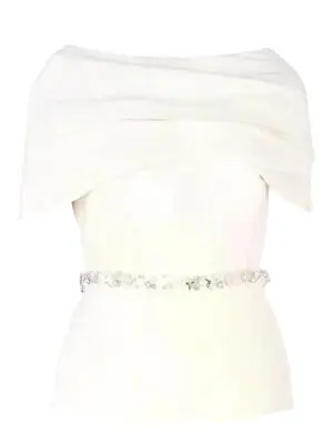 Safiyaa Loura Crystal-embellished Off-shoulder Blouse - White