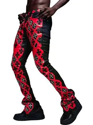 GUAPI Crimson Waxed-denim Jeans With Diamond Overlay - Black