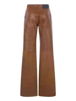 HAIKURE Leather Wide-leg Trousers - Brown