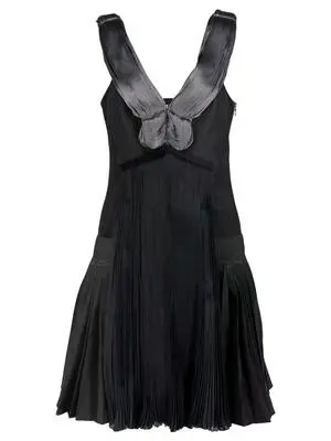 LANVIN Pleated V-neck Mini Dress - Black