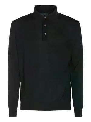 Kiton Long-sleeve Button-down Polo Shirt - Black