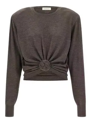 Magda Butrym Knot-detail Structured-shoulder Sweater Brown