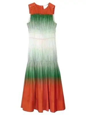 3.1 Phillip Lim Ombré Voile Gathered Midi Dress - Orange