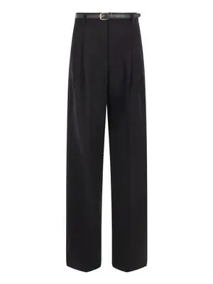 Max Mara Belted Pleated Trousers - Black