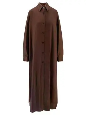 HEVO Arigliano Button-up Maxi Shirt Dress - Brown