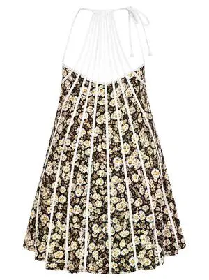 Stella McCartney Sophie Daisy-print Halterneck Mini Dress - Black