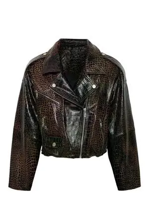 GESTUZ Cesi Crocodile-effect Jacket - Brown