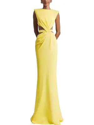 GEMY MAALOUF Cut-out Twisted-detail Maxi Dress - Yellow