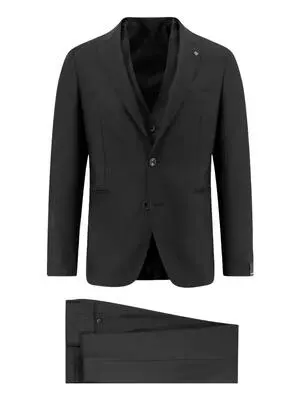 Tagliatore Lapel-pin Suit - Black