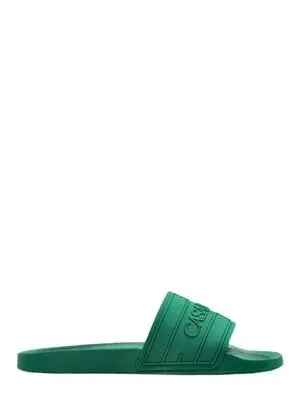 Casablanca Logo-embossed Slides - Green