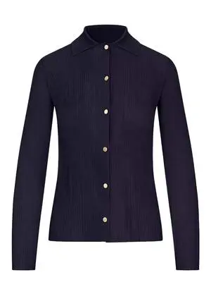 Max Mara Ribbed-knit Button-down Cardigan - Blue