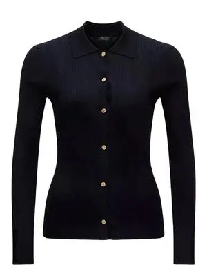 Max Mara Ribbed Knit Button-down Cardigan - Blue