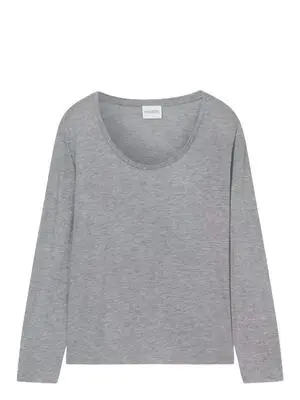 Closed Long Sleeve Scoop Neck Top - Grey