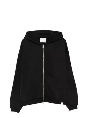 WOC Zip-up Hoodie With Textured Jersey - Black