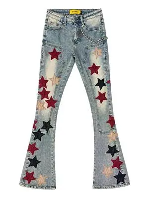 GUAPI Star-appliqué Chain-detail Jeans - Blue
