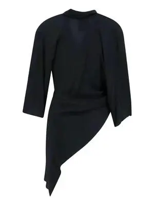 SEMICOUTURE Josie Draped Asymmetric-hem Top - Black